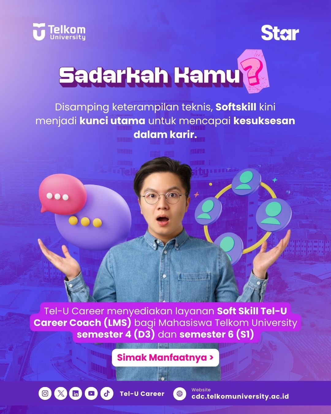 layanan Soft Skill Tel-U Career Coach (LMS) khusus bagi Mahasiswa Telkom University