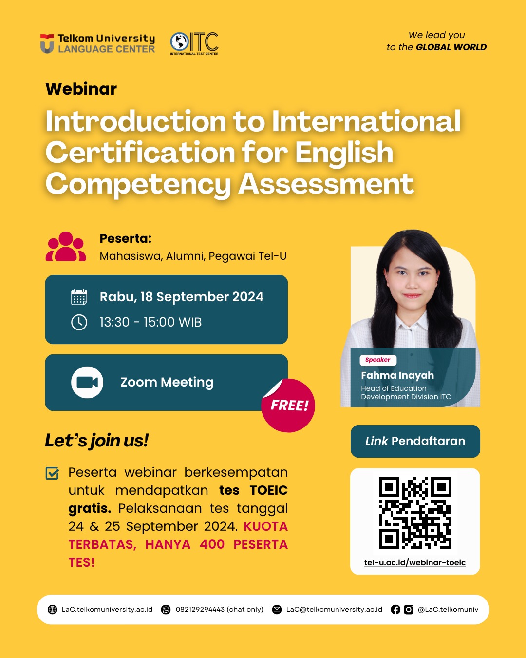Introduction to International Certification for English Competency Assessment bersama Fahma Inayah