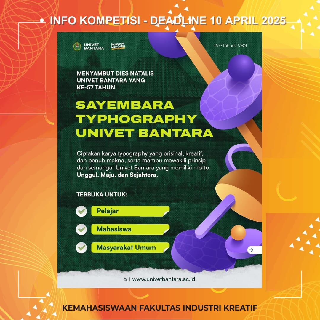 [ INFO KOMPETISI ] Deadline : 10 April 2025 More : desty.page/kemahasiswaan_fik