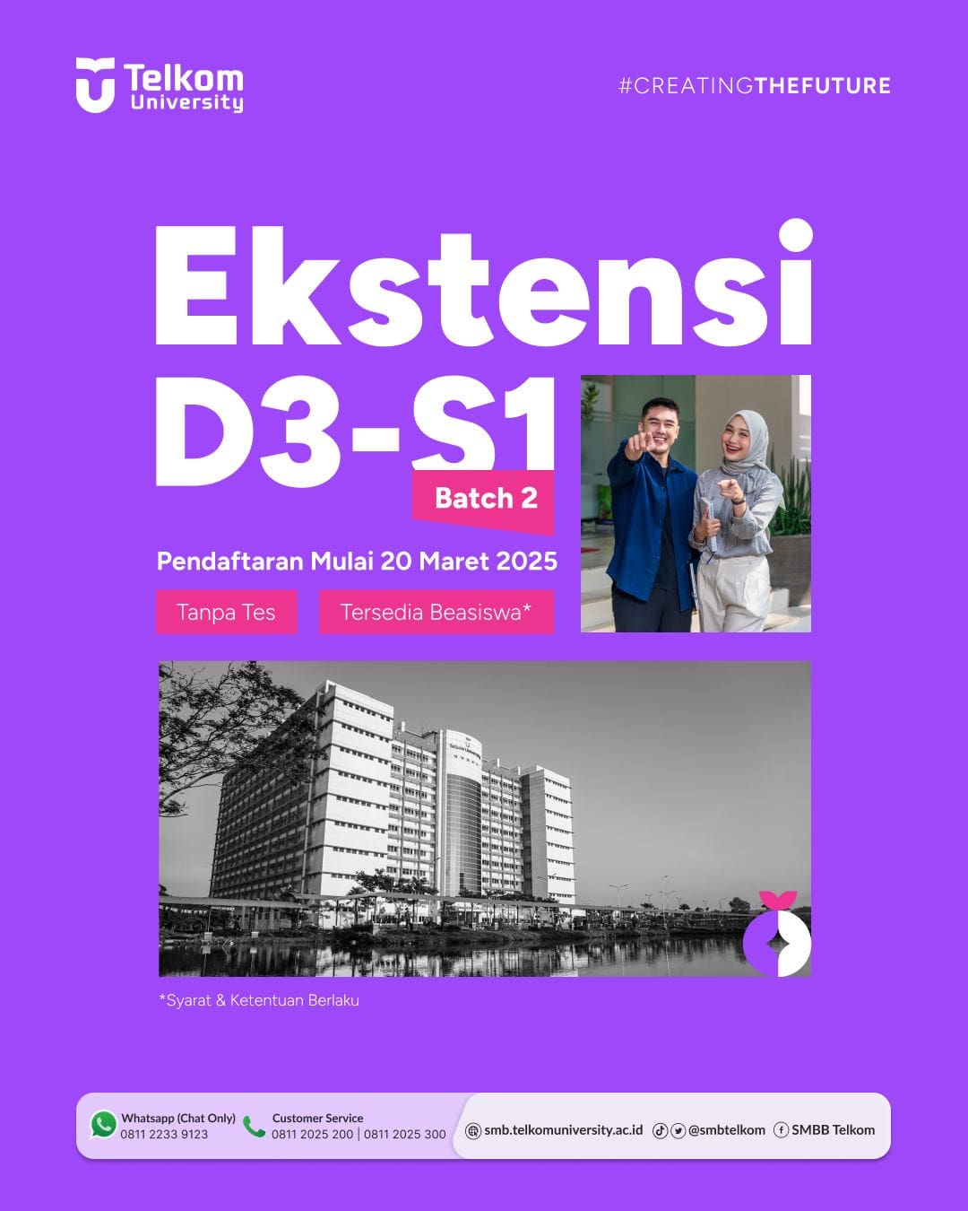 Telah dibuka Jalur Ekstensi Batch 2 Telkom UniversitySetelah lulus D3, kamu b