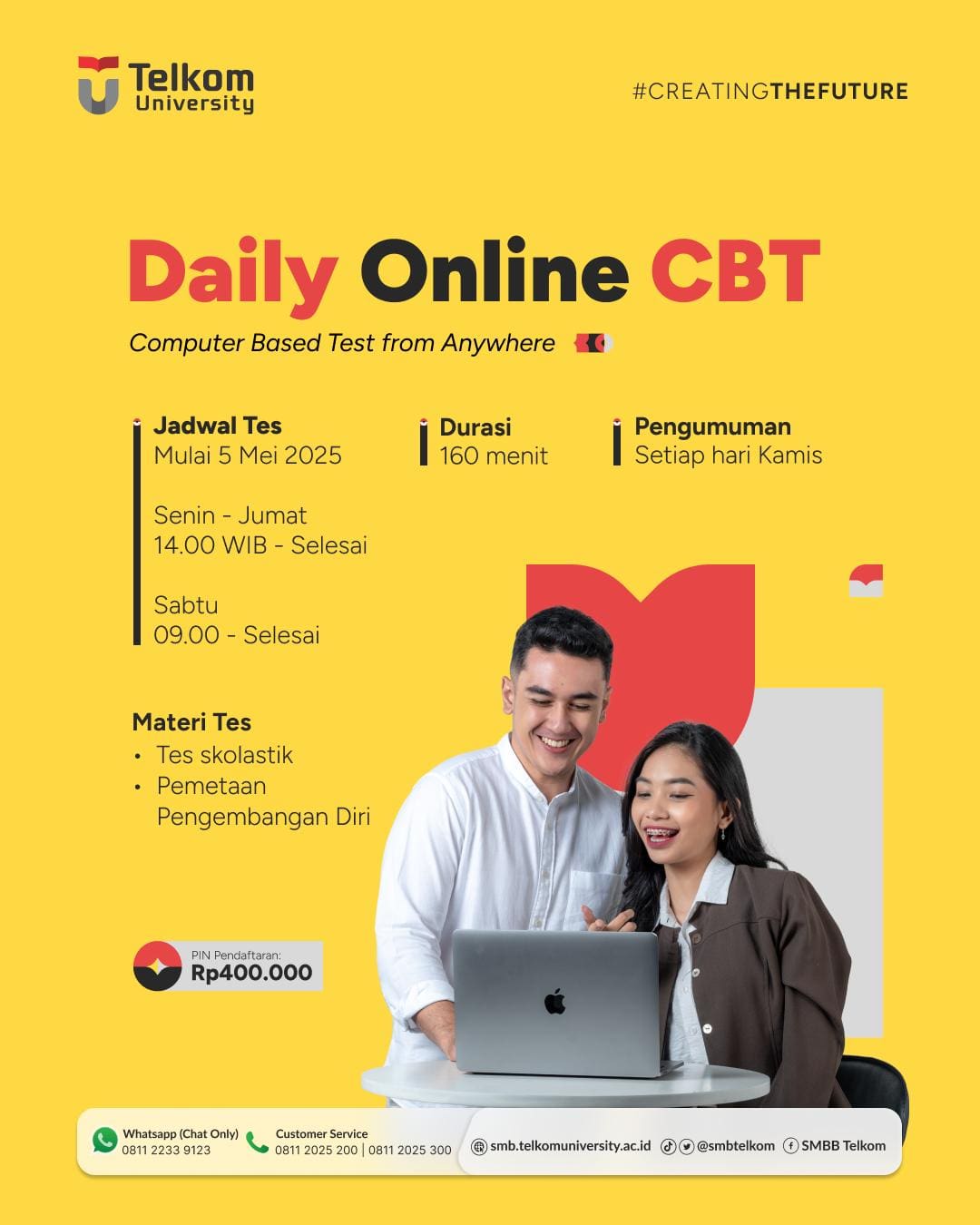 Daily Online CBT adalah jalur seleksi online dari Telkom University yang bisa ka