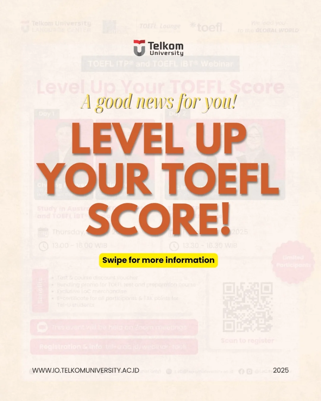 TOEFL ITP® & TOEFL iBT® Webinar: Level Up Your TOEFL Score!Dreaming of ...